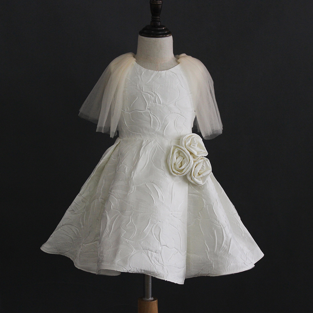 Beige Flower Girl Dress For Wedding With 3d Flowers 2021 A Line Formal ...